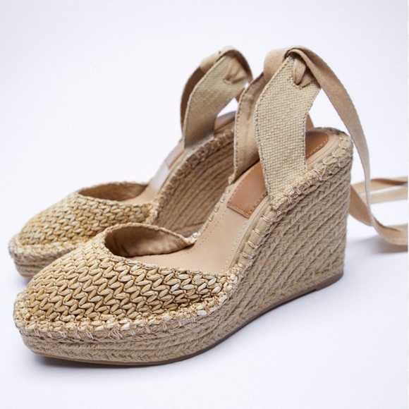 Zara | Shoes | Zara Tied Raffia Wedges | Poshmark